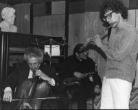Fred Katz, Father James Perrone & Hyman Katz performing, 1979 ...