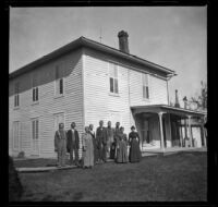 Members of the Lemberger family pose outside a house, Germanville, 1900 ...