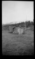 Distant view of the restrooms at Paxson Lodge, Gulkana vicinity, 1946 ...
