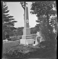Lemberger monument and John G. Lemberger's gravestone, Burlington, 1900 ...