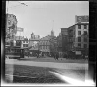 Street and buildings with Faneuil Hall in the background, Boston, 1914 ...