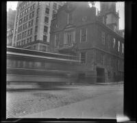 Old State House with streetcar passing in front, Boston, 1914 — Calisphere