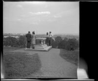 Sightseers visit the gravesite of Pierre Charles L'Enfant in Arlington ...