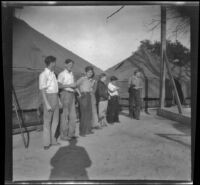 Boys lined up at a Boy Scout Rally in Griffith Park, Los Angeles, about ...