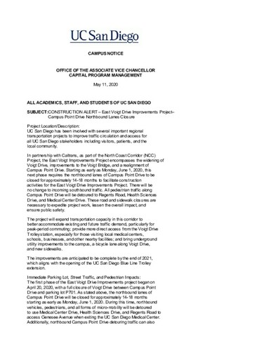 CONSTRUCTION ALERT - East Voigt Drive Improvements Project - Campus ...