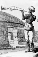 Photo of an engraving of an Indian playing ranasingha — Calisphere