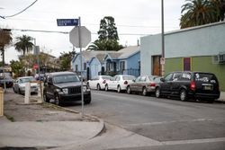 Photograph of an instersection on Slauson Avenue, Los Angeles — Calisphere
