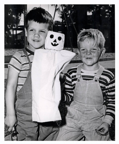 Boys with ghost puppet — Calisphere