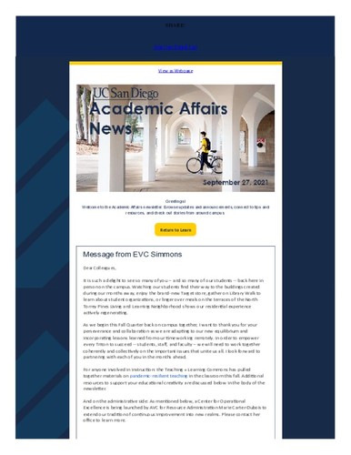Academic Affairs News - September 27, 2021 — Calisphere