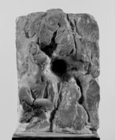 Heavily deteriorated bas-relief fragment depicting human figures ...