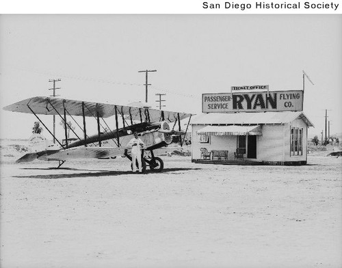 William Hawley Bowlus standing next to his airplane El Condor del Rio ...