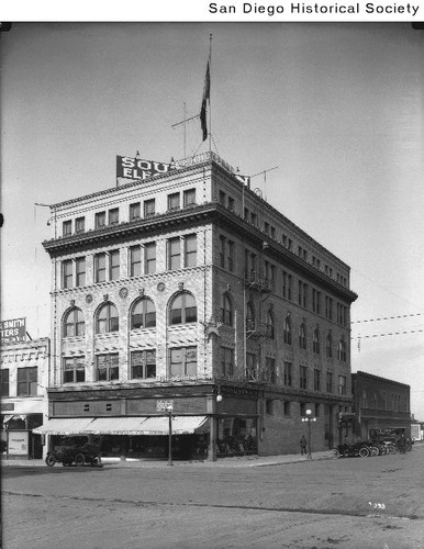 Exterior of a building housing the Southern Electrical Company — Calisphere