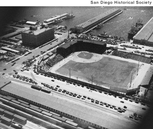 Aerial view of Lane Field looking southwest — Calisphere