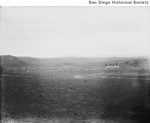 View of Rancho San Bernardo with ranch house in distance — Calisphere