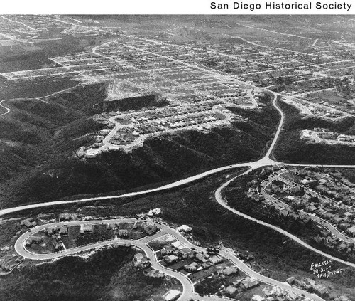 Aerial view of Talmadge and surrounding canyons — Calisphere