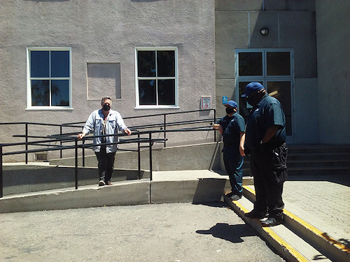 Pete Sutton, Anthony Mesquita, and, Jamien Cutrer on the steps of ...