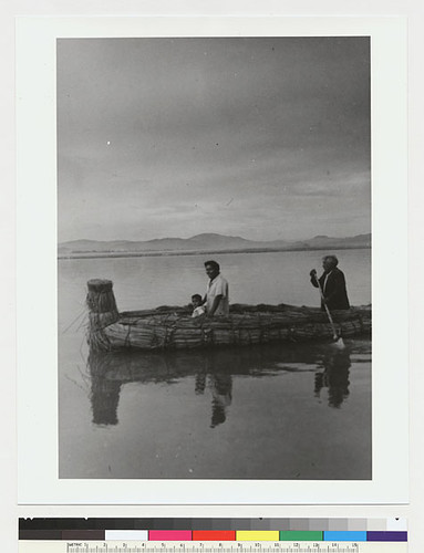 Tule balsa afloat on Clear Lake — Calisphere