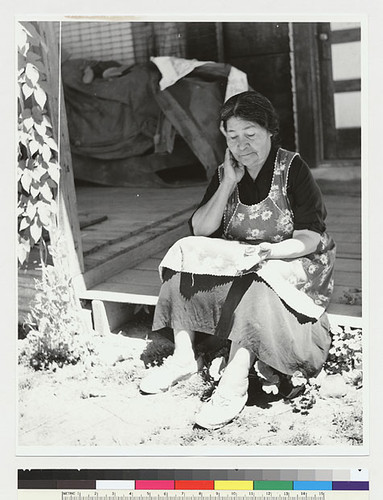 Maude Bateman Boggs, basketmaker, at her home — Calisphere
