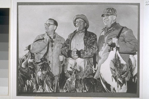 Warren with geese on Wally Lynn's ranch near Colusa. [Left to right ...