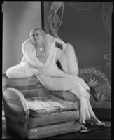 Peggy Hamilton modeling an ermine coat chiffon evening gown, 1931 ...