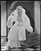 Peggy Hamilton modeling an ermine coat, 1931 — Calisphere