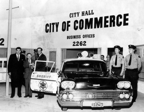 Commerce city council and sheriff at Commerce City Hall — Calisphere