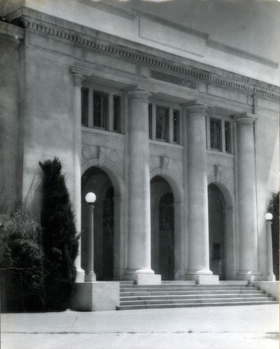 Coronado High School auditorium entrance, 1935 — Calisphere