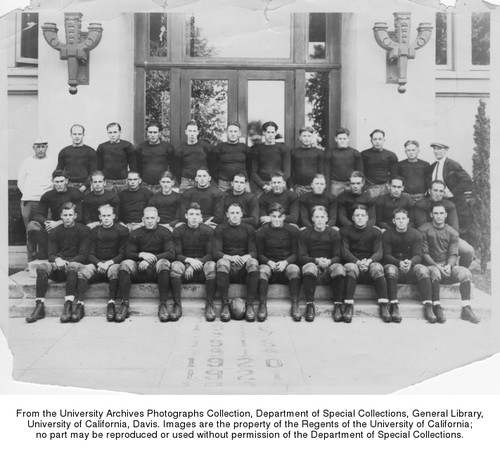 Football team, Top row, standing, left to right: Coach Driver, Barker ...
