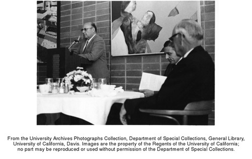 Dedication of Wellman Hall, (from right) Harry Wellman, Robert Clodius ...