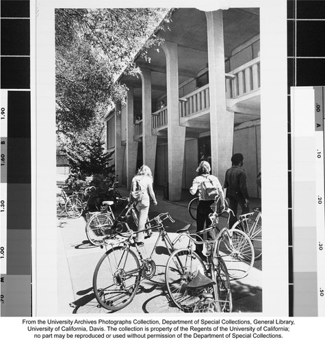 Olson Hall, bicyles outside — Calisphere