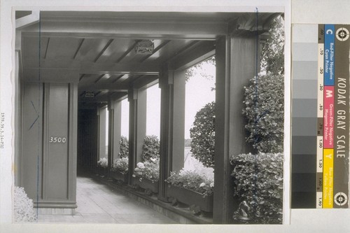 Roos House, San Francisco: [exterior, view of covered entrance ...