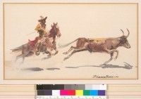 [Cowboy chasing a steer] — Calisphere