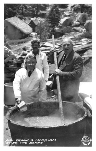 Governor Frank S. Merriam "Stirs the Beans" — Calisphere