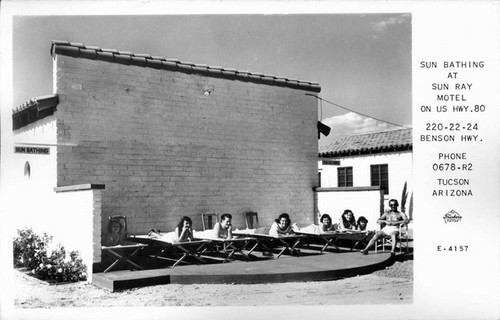 Sun Bathing at Sun Ray Motel on US Hwy. 80 Tucson Arizona — Calisphere