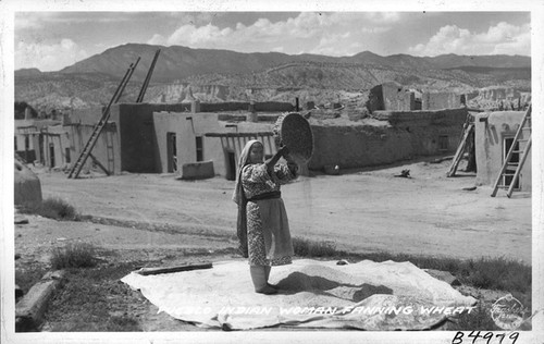 Pueblo Indian Woman Fanning Wheat — Calisphere