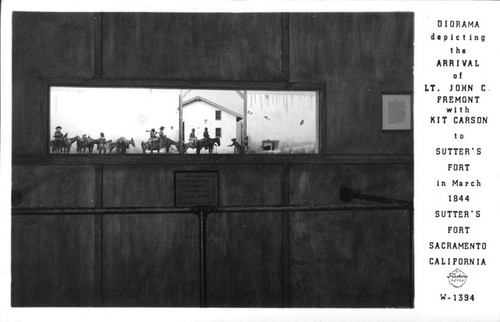 Diorama depicting the arrival of Lt. John C. Freemont with Kit Carson ...