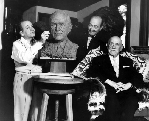 Bust of Rabbi Jacob Kohn Sculpted by Dr. Emil Seletz. Left to right, Dr ...