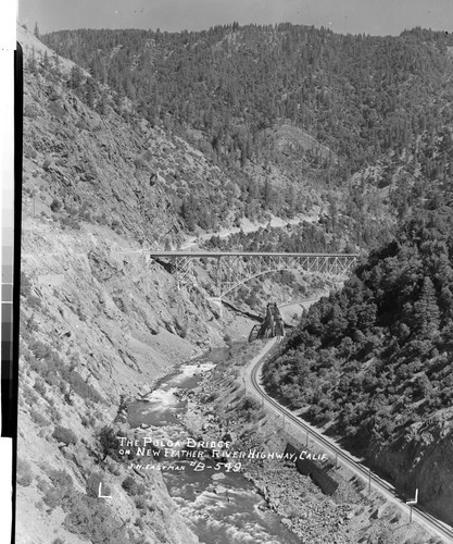 "The Pulga Bridge" on New Feather River Highway, Calif — Calisphere