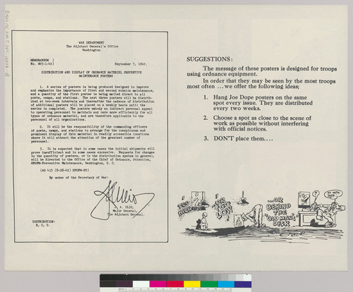 [verso]: Letter from J.A. Ulio, Major General, the Adjutant General ...