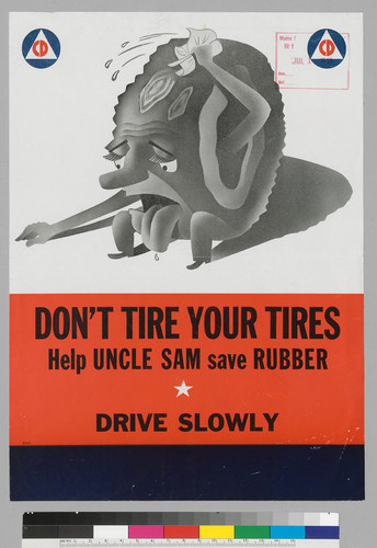 Don't tire your tires: Help Uncle Sam save rubber: Drive Slowly ...