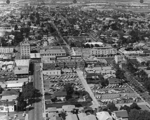 Aerial view of downtown Anaheim [graphic] — Calisphere