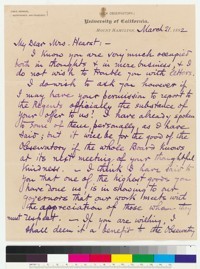 Letter from Edward S. Holden to Phoebe Apperson Hearst — Calisphere