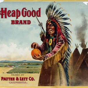 Crate label, "Heap Good Brand." Packed by Pattee & Lett Co. (Riverside ...