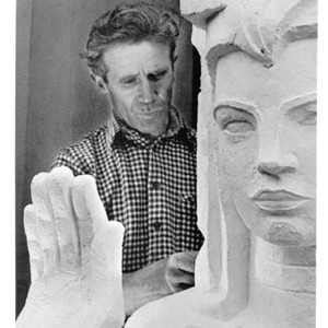 [Sculptor Ralph Stackpole working on model of "Pacifica"] — Calisphere