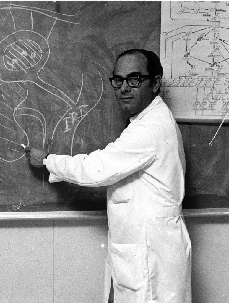 Peter Forsham at chalkboard — Calisphere