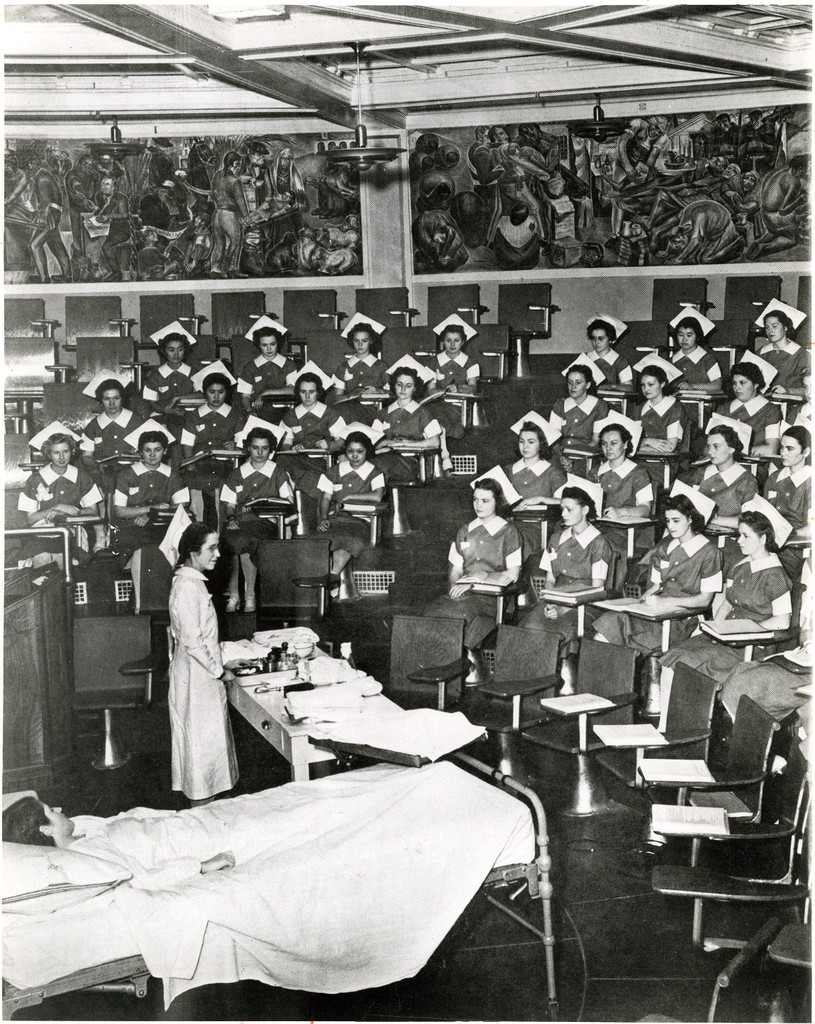 Nursing students attend lecture in Toland Hall [2] — Calisphere