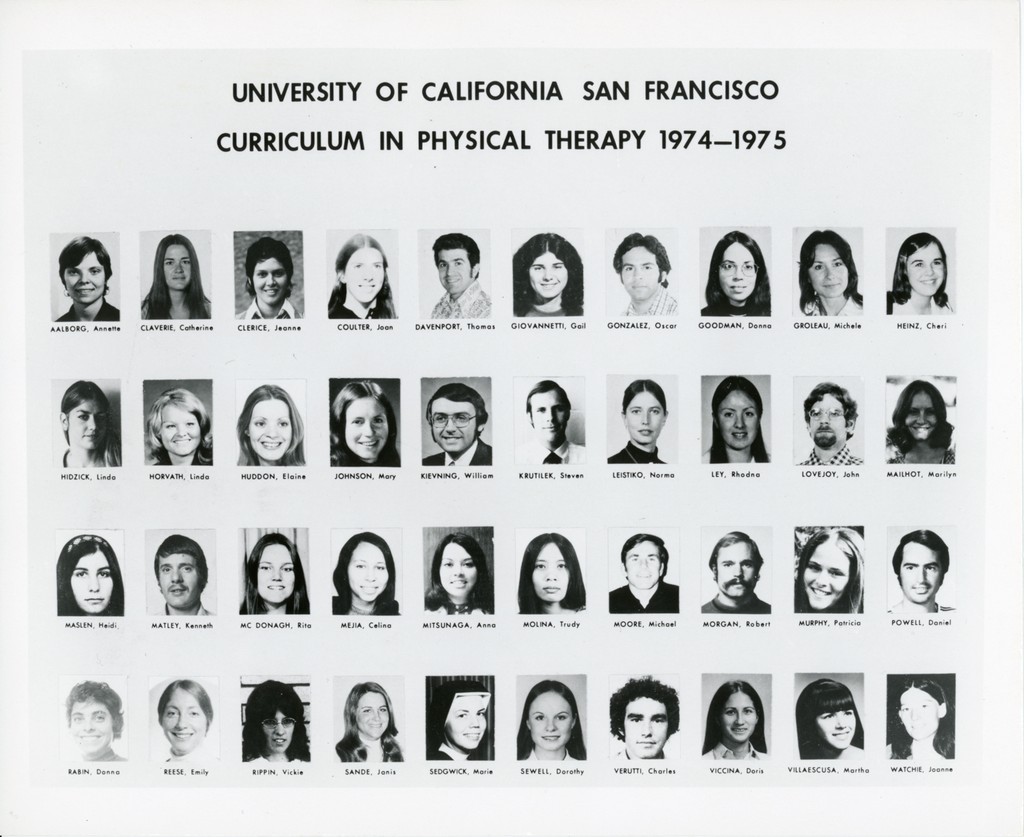 Physical therapy class photo, 1974-1975 — Calisphere