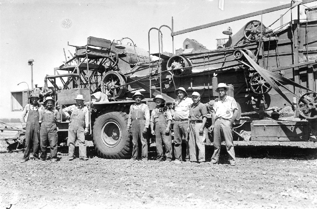 Reaper crew with machinery at Irvine Ranch, California: Photograph ...