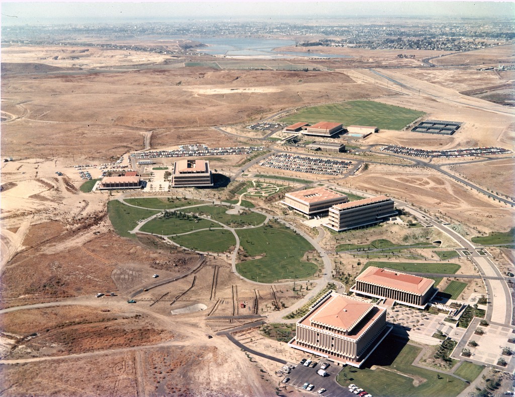 Aerial view of campus — Calisphere