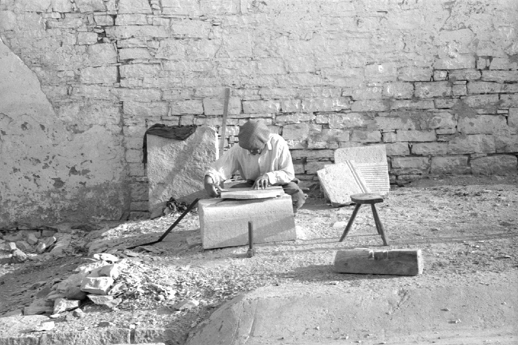 Cutting a gravestone — Calisphere